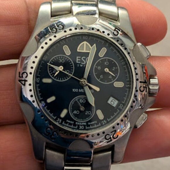 Swiss | Accessories | Esquire Esq Movado Swiss Chronograph Silver Tone ...